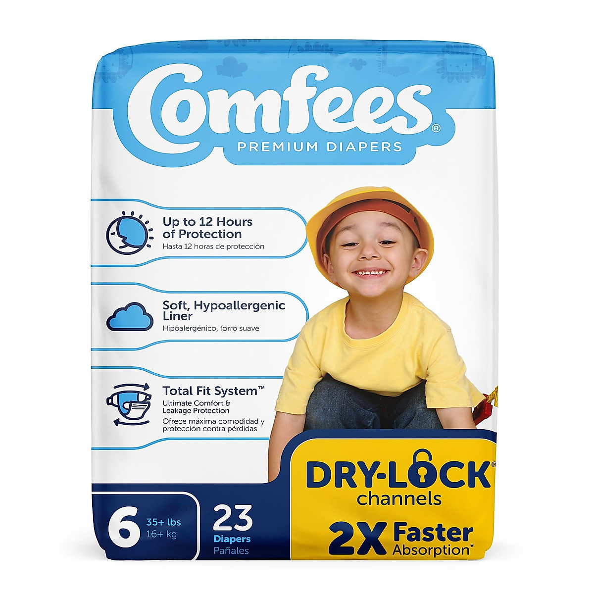 Comfees Baby Diaper Tab Closure Size 6 Disposable Moderate Absorbency, CMF-6 - Pack of 23