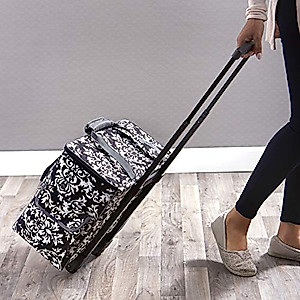 Sewing Accessories Rolling Sewing Machine Tote with 6 Storage Pockets - Damask,LARGE