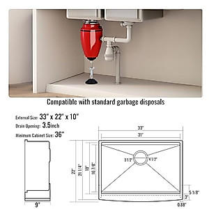 VEVOR 33 inch Farmhouse Kitchen Sink, 304 Stainless Steel Sink, Top Mount Single Bowl Kitchen Sinks with Ledge & Accessories, Household Dishwasher Sinks for Farm, Prep Kitchen, Garage and Bar Sink