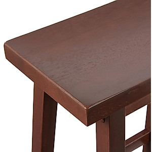 Amazon Basics Solid Wood Saddle-Seat Kitchen Counter-Height Stool - Set of 2, 24" Counter Stool, Walnut Finish