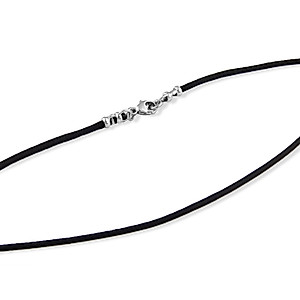 2mm Black Leather Cord Necklace with Sterling Silver Lobster Clasp 12" - 30" (12)