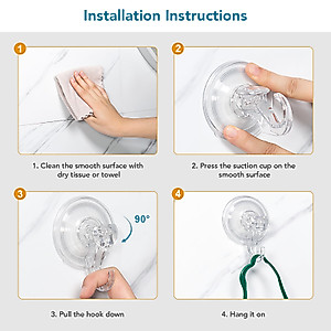 Shang Chiang Suction Hooks 2 Packs, Clear Powerful Push and Lock Vacuum Suction Cup, Multi-Purpose Suction Shower Hooks for Front Door Window Glass Kitchen Towel Loofah Utensils