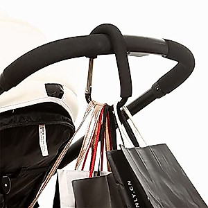 Stroller Hooks by Baby,2 pcs Carabiner Stroller Hook Organizer for Hanging Purses, Diaper Bag, Shopping Bags. Clip Fits Single/Twin Travel Systems, Car Seats and Joggers (Black)