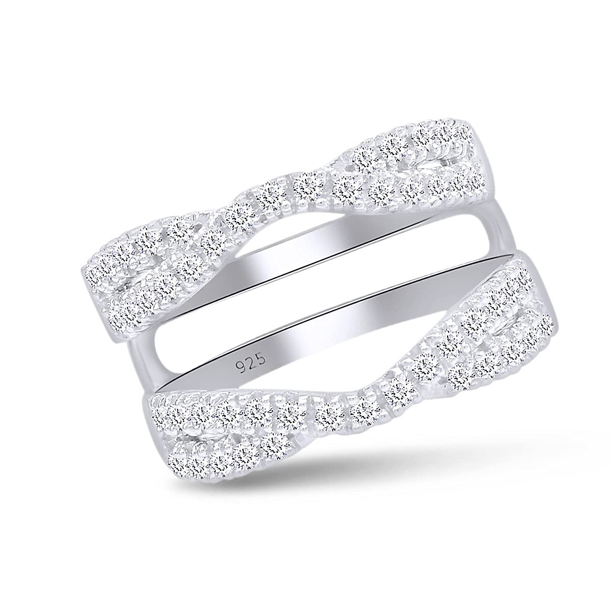 AFFY 1.00 Ct. Double Infinity Wedding Ring Guard Enhancer In 14k White Gold Plated 925 Sterling Silver with Cubic Zirconia Ring Size-7