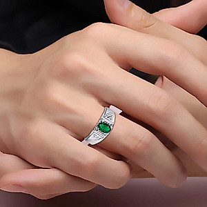 Rylos Simply Elegant Beautiful Green Emerald & Diamond Ring - May Birthstone* Size 10
