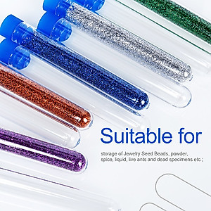 Teenitor 50 Pack Clear Plastic Test Tubes with Blue Caps, 13×78mm, Great for Halloween Party