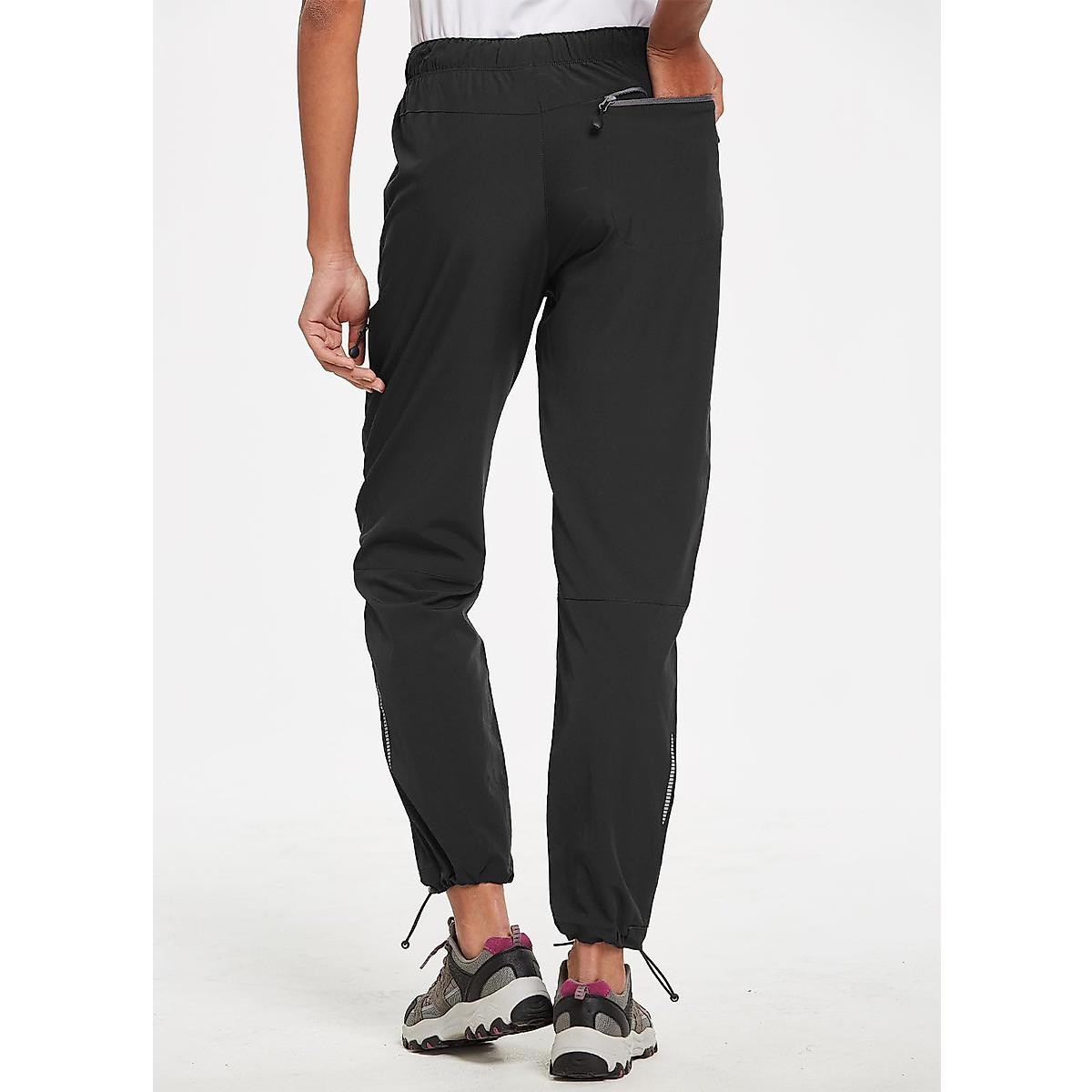 BALEAF Women's Hiking Pants Quick Dry Water Resistant Lightweight Joggers Pant for All Seasons Elastic Waist Black Size XL