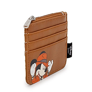 Buckle Down Disney Wallet, Id Zip Top, Adventure Mickey Mouse Poses, Brown, Vegan Leather, 4.0" x 3.5"