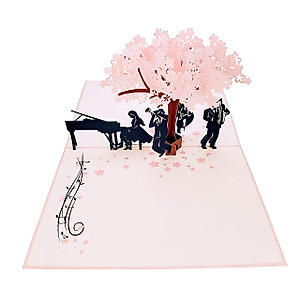 iGifts And Cards Smooth Jazz Band 3D Pop Up Greeting Card - Cool Music Lovers Presents, Awesome Cherry Blossom Tree, Inspirational Notes, Cool Teacher Gift, Happy Birthday Celebration