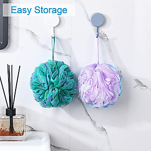 AmazerBath Loofah Sponge 60g/Piece, Exfoliating Bath Sponge Body Scrubber - Loofa Set of 4 Flower Color (Green-Purple)