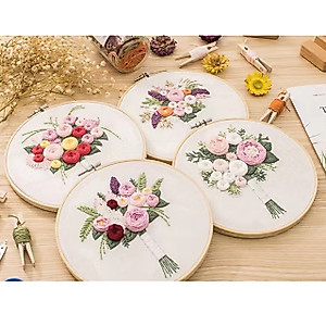 Expression Tees Embroidery Kit for Beginners & Adults - Easy Hand Embroidery Set with Cross Stitch Kits, Beginner Friendly DIY Craft, All-Inclusive Starter Kit Floral Bouquet Designs (#8 Bouquet)