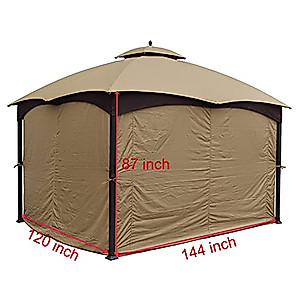 APEX GARDEN Four-Side Privacy Side Wall Curtain Set for 10-ft x 12-ft Gazebo (Beige)
