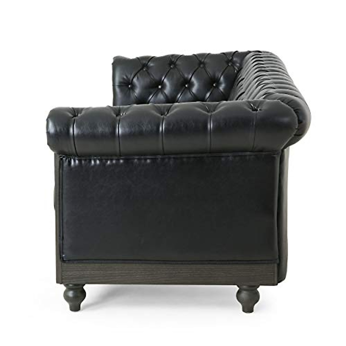Christopher Knight Home Castalia Sofas, Midnight Black + Dark Brown