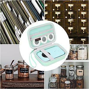Canboc Hard Case for Phomemo D30 D35/Memoking D30/NIIMBOT D11 Label Maker, Portable Thermal Bluetooth Mini Label Printer Storage Bag, Mesh Bag fit Label Paper Tape Cable, Mint Green