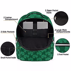 bisibuy St. Patrick's Day Women Travel Laptop Backpack, 16.1 Inches Computer Backpack, Durable Water-Repellent Travel Backpack for Business College Women Men Gift