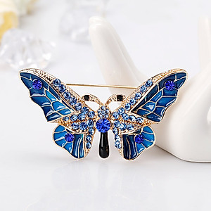 Butterfly Brooch pins Women Enamel Insect Pin Lapel Pin Safety Pin (Blue)