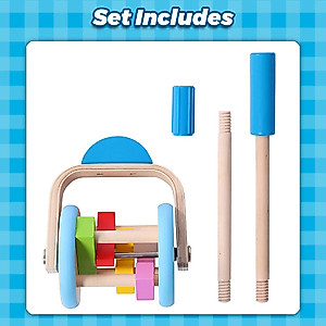 Hape Wooden Push and Pull Lawn Mower for Babies| Push Along Activity Walking Toy for Toddlers 12 Months and Up