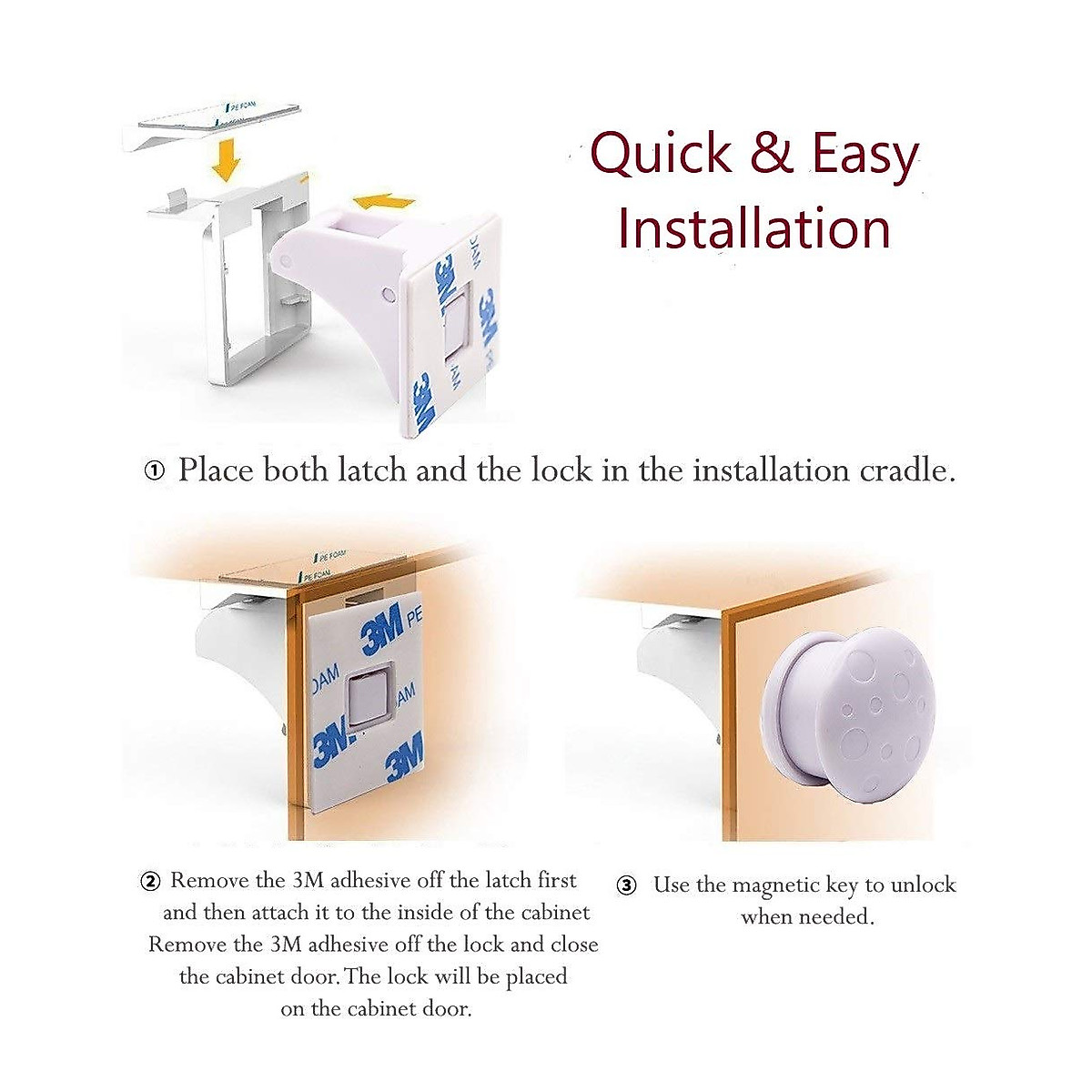 LLeeLaX Magnetic Cabinet Locks | Quick & Easy Installation to Baby & Child Proof Home | No Drills, No Tools required | 12 locks + 2 keys | Bonus 36 Electric outlet covers