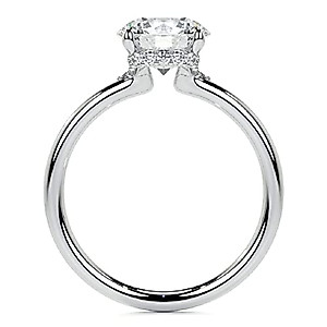 10K Solid White Gold Handmade Engagement Ring 3.00 CT Round Cut Moissanite Diamond Solitaire Wedding/Bridal Ring Set for Women/Her, for Wife