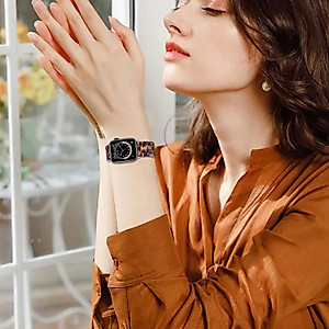 V.R.HOPE Resin Watch Band Compatible with Apple Watch Band for Women 38mm 40mm 41mm Tortoise Metal Buckle Wristband Bracelet Strap for iWatch Series 10 9 8 7 6 5 4 3 2 1 SE (Tortoiseshell)