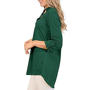 Othyroce Womens Summer Tops 3X Plus Size Tops for Women V Neck Tunics 3/4 Sleeve Shirts for Women, Dark Green Tops