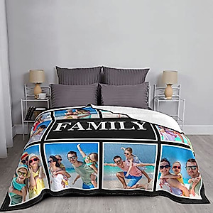 Sycamo Family Custom Blanket with Photo Personalized Picture Blanket Customized Throw Blanket Gifts for Anniversary Wedding Birthday Christmas New Year Gift from Family Member 10 Photo Collage