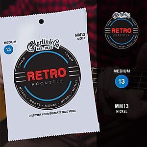 MARTIN Acoustic Guitar Strings, Medium-Gauge Monel Nickel, MM13, 6 str