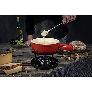 Kuhn Rikon Induction Cast Iron Fondue Pot, 7.87", Red