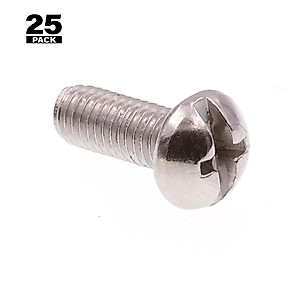 Prime-Line 9004101 Machine Screw, Round Head, Slotted/Phillips Combo, #10-32 X 1/2 in, Grade 18-8 Stainless Steel, Pack of 25