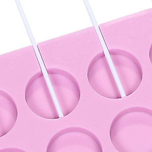 V-fox 2x12-Capacity Round Chocolate Hard Candy Silicone Lollipop Molds with 140 count Lollypop Sucker Sticks for Halloween Christmas Parties