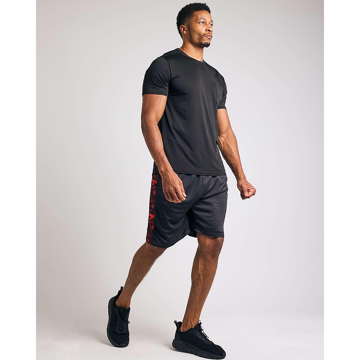 Real Essentials Mens Mesh Shorts Active Wear Athletic Short Men Basketball Pockets Workout Gym Soccer Running Summer Fitness Quick Dry Casual Clothes Sport Training Hiking, Set 4, XL, Pack of 5