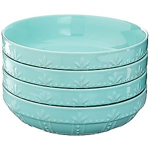 Signature Housewares Sorrento Collection Set of 4 Pasta Bowls, 8-Inch, Aqua