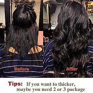 Kislemon Clip in Hair Extensions #1B Natural 10A Body Wave 100% Unprocessed Virgin Human Hair Cheap 8 Pieces/Lot 125g with 16 Clips(26 Inch)