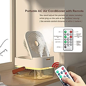 Portable Air Conditioner Fan, Mini Personal Evaporative Air Cooler with 3 Speeds, LED Light, Timing Functio, 3 IN 1 Personal Desk Air Conditioner Fan For Room, Camping, Car and Office (Pearly white)