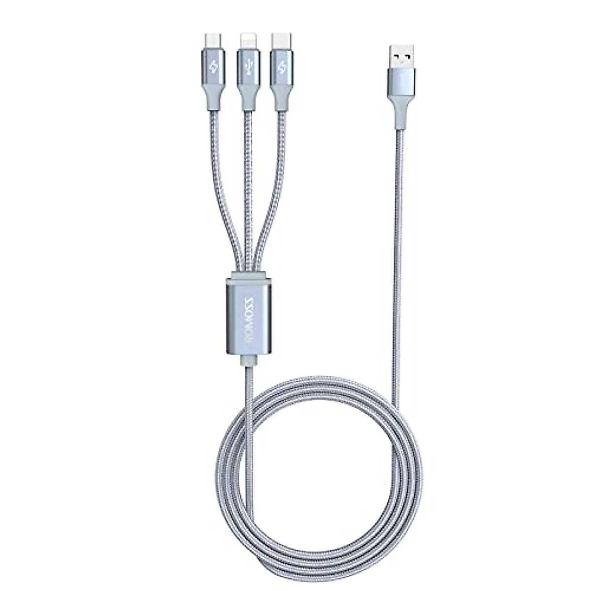 ROMOSS Multi USB Charging Cable -【2Pack】 5FT Universal 3 in 1 Multiple USB Charger Cable Fast Charging Cord with USB C, Micro USB Port Compatible for iPhone/Tablets/Samsung Galaxy/Google Pixel More
