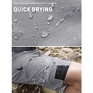 TACVASEN Men's Casual Shorts 10" Inseam Quick Dry Water Resistant Hiking Cargo Outdoor Grey Golf Shorts with Zipper Pockets for Work