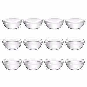 Housoutil 12 Packs 1.5oz Stackable Food Prep Bowl, Multipurpose Clear Glass Serving Bowls, Glass Stackable Dessert Bowls Set Dishware Safe for Kitchen Prep, Dessert, Dips, Candy