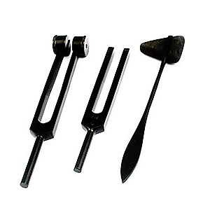 SURGICAL ONLINE Limited Edition - Full Tactical Black - Grudge Style Set of 5 pcs Reflex Percussion Taylor Hammer + Penlight + Tuning Fork C 128 C 512 + Bandage Scissors 5.5"