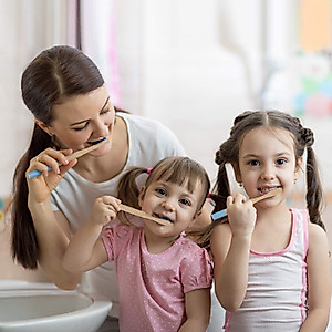 N+A Child Grown ups Bamboo Toothbrushes Set BPA Free Soft Bristles, Natural Biodegradable Bamboo Toothbrushes (8 Pack)