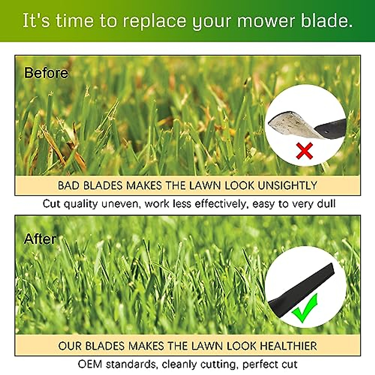 Apeixoto 72531-VH7-000 72511-VH7-000 Mower Blade Compatible with HRX217, HRX217K1, HRX217K2, HRX217K3, HRX217K4 Mower 21" MicroCut Twin Blade Set