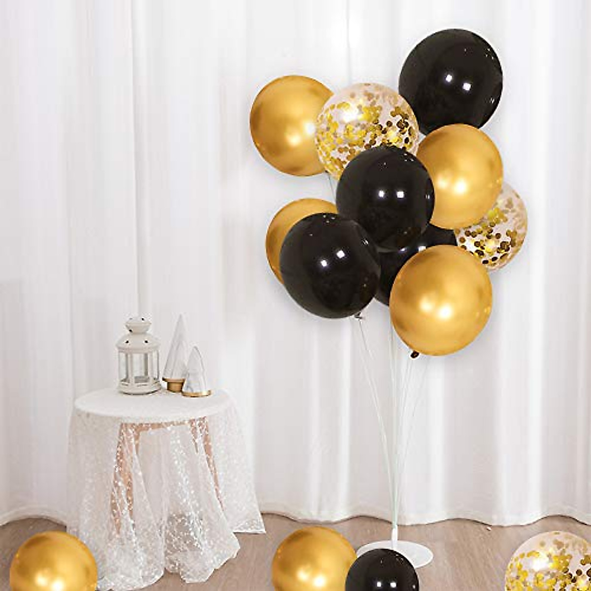 Kalyerparty Black and Gold Balloons-50pcs 12 inch Gold Confetti Balloons - Black Latex Balloons for Birthday Wedding Baby Shower Celebration Graduation Party Balloons