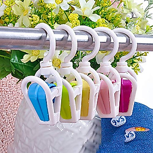 ccHuDE 10 Pcs Portable Plastic Strong Swivel Hook Rotating Laundry Hanging Hook Clothes Pins Beach Towel Clip