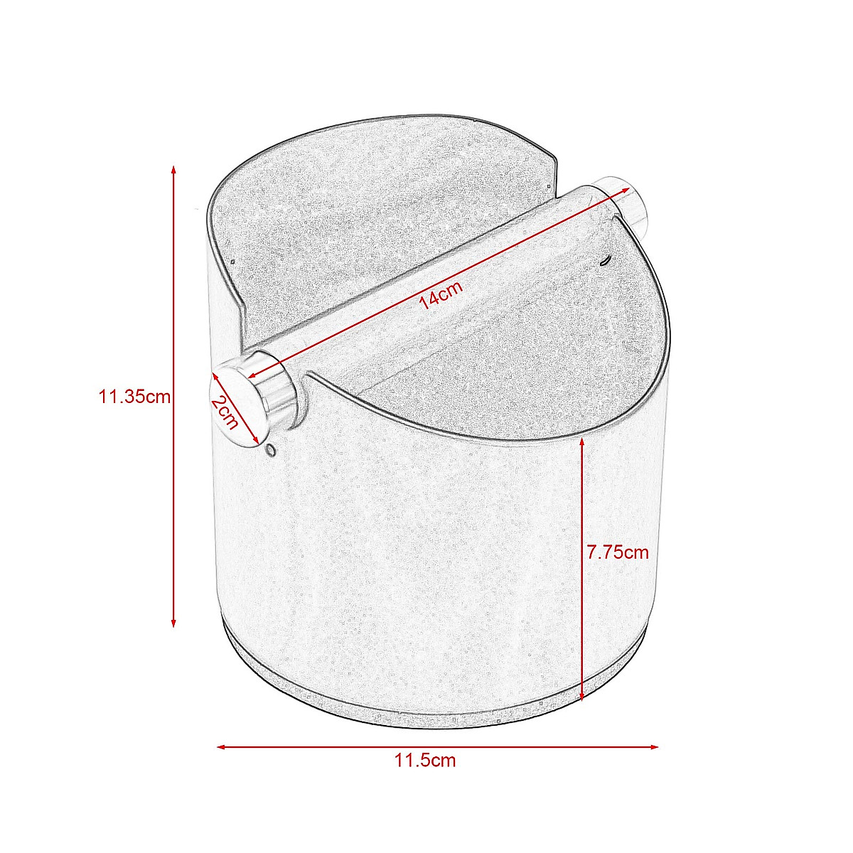 DIBTSA Espresso Knock Box, Stainless Steel Coffee Grounds Knock Box, With Removable Knock Bar and Non-Slip Rubber Base (Silver)