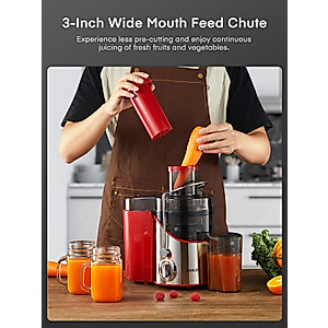 Juicer Machines, Juilist 3" Wide Mouth Juicer Extractor Max Power 800W, for Vegetable and Fruit with 3-Speed Setting, 400W Motor, Easy to Clean, Red