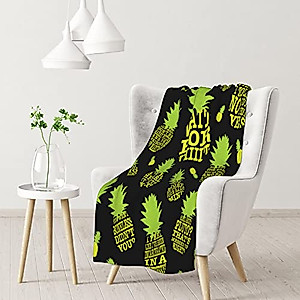 SEAEAGLE Psych Pineapple Quotes Flannel Fleece Blanket Fuzzy Throw Blanket Fluffy Decorative Sheet Couch Mattress