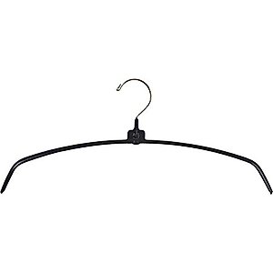 Black Rubberized Ultra-Thin Metal Hangers, Space Saving Arched Top Hangers with Vinyl Non-Slip Coating & Chrome Hook (Set of 50) by The Great American Hanger Company