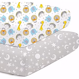 bimocosy Crib Sheet,3 Pack Crib Sheets for Baby Girl Boy Size 28"x 52" for Standard Crib and Toddler Mattresses, Super Soft Breathable Microfiber Crib Mattress Sheet,Floral/Elephant/Pink