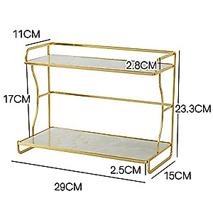 Fenteer 2 Tier Coffee Cup Rack Tray Tea Party Serving Platter for to Clean Easily Access to Food, Light Green Marble Print