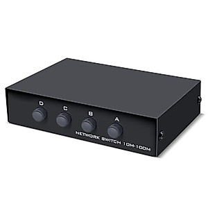 Toptekits 4 Port Way 8P8C RJ45 Network Ethernet Manual ABCD Sharing Switch Box,4 Ports Network Switch Splitter Selector Hub 4-in 1-Out or 1-in 4-Out