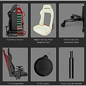 DXRacer Gaming Chair with 4D Armrest, Premium PVC Leather Racing Office Computer Recliner with Ergonomic Headrest and Lumbar Support, Black